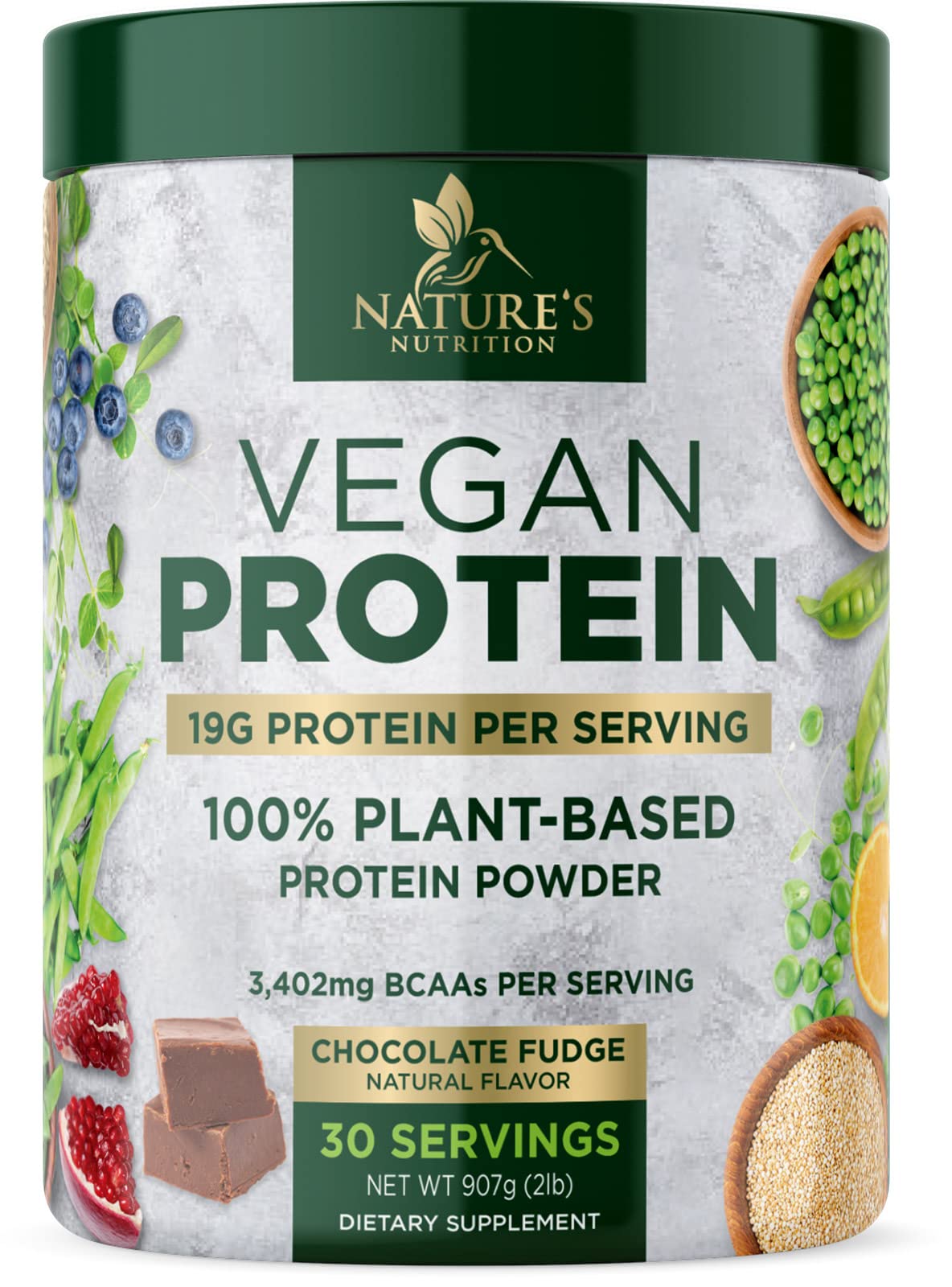 Vegan Protein Powder, Double Chocolate Fudge - 19g Protein & 100% Plant Based - Fast Absorbing Premier Protein for Smoothies & Shakes - No Lactose Ingredients, Gluten Free, Non-GMO - 30 Servings