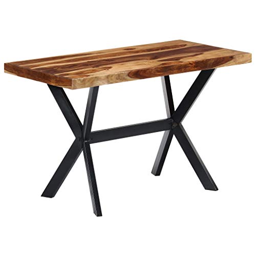 YUHI-HQYD Dining Table,Retro Coffe Table,Conference Table,Industry Offic Table,Easy to Assemble,with a Steel Cross Frame,Fits Dinner Party, Study, Office Work, 47.2"x23.6"x29.5" Solid Sheesham Wood