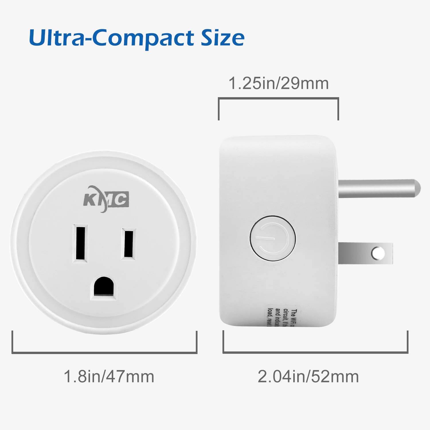 KMC Smart Plug,WiFi Mini Outlet 2 Pack, Compatible with Alexa, Google Assistant and IFTTT, Compatible with Smart Life APP, No Hub Required, Remote Control Your Devices from Anywhere, ETL Listed