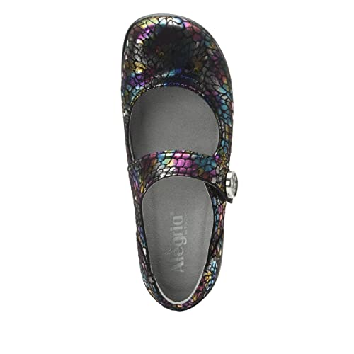 Alegria Kourtney Mary Jane Women's Comfort Shoes Minnow Rainbow Vegan Leather 7-7.5 Wide Width US