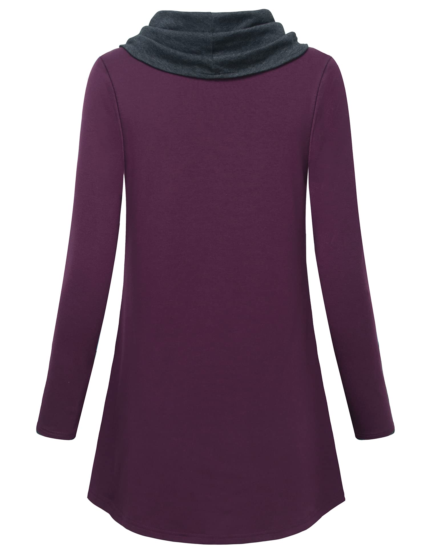 Bebonnie Fall Tops for Women 2025 Trendy,Petite Long Sleeve Cowl Neck Warm Splicing Tunic Tops with Buttons Magenta Grey Small