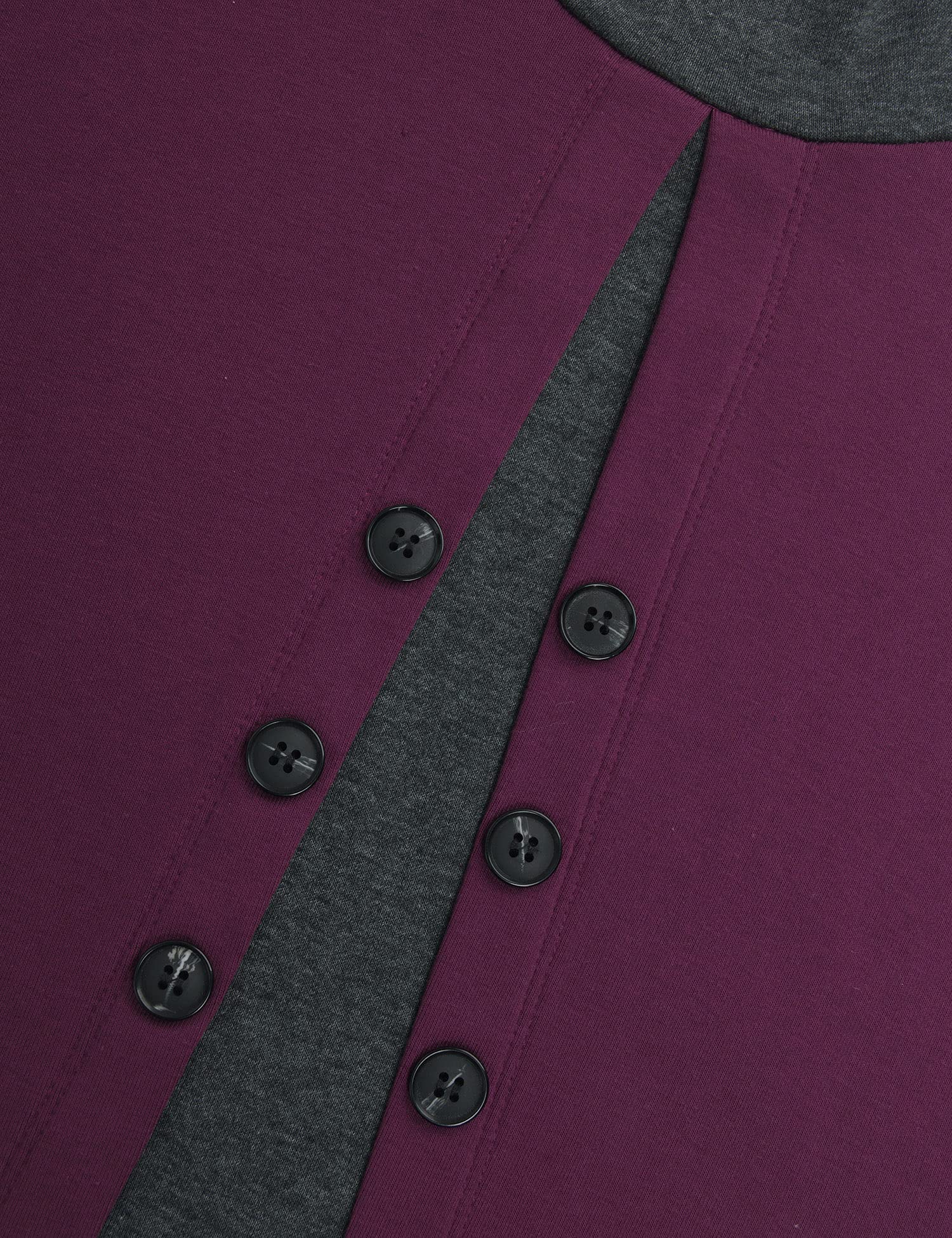 Bebonnie Fall Tops for Women 2025 Trendy,Petite Long Sleeve Cowl Neck Warm Splicing Tunic Tops with Buttons Magenta Grey Small
