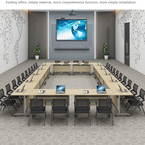 Flip Top Mobile Training Table, Foldable Computer Table for Conference Rooms,Training,Media Centers,Classrooms,(Excluding Chairs) (Color : B, Size : 120 * 40 * 75cm)