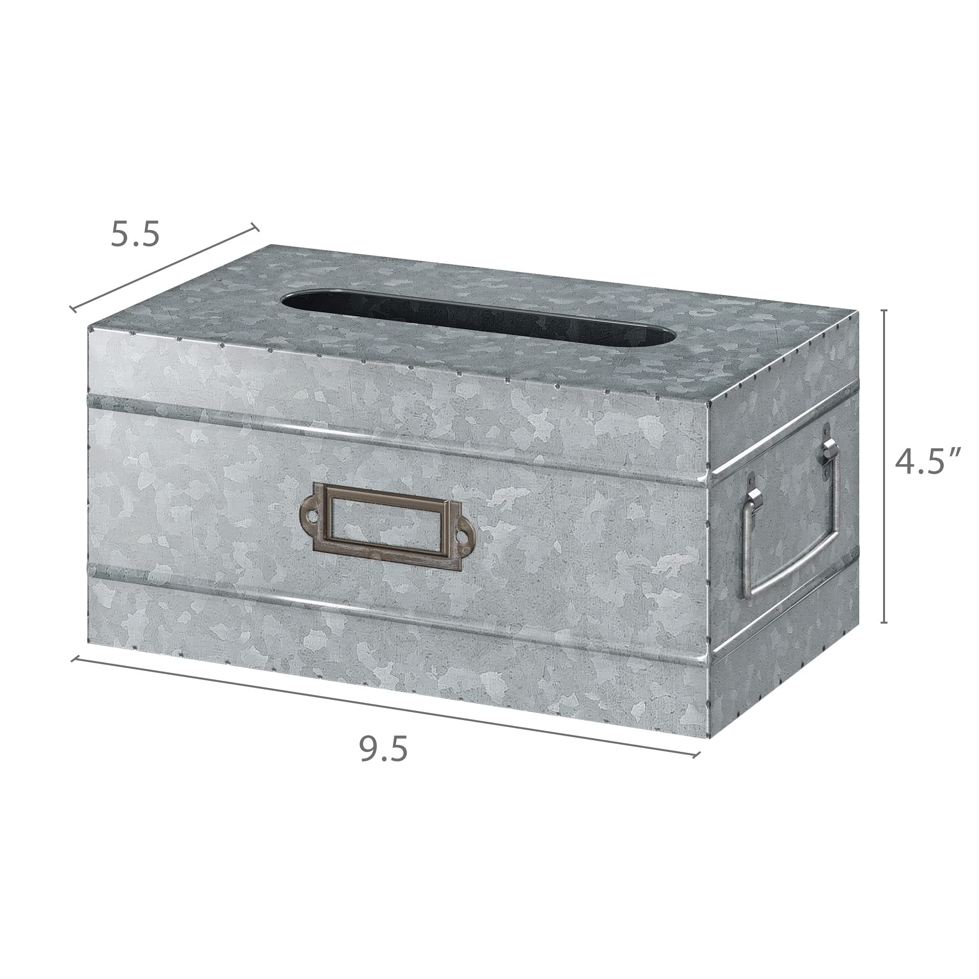 Barnyard Designs Rustic Galvanized Tissue Box Cover - Decorative Bathroom Facial Tissue Box Holder Farmhouse Country Decor (Rectangular)
