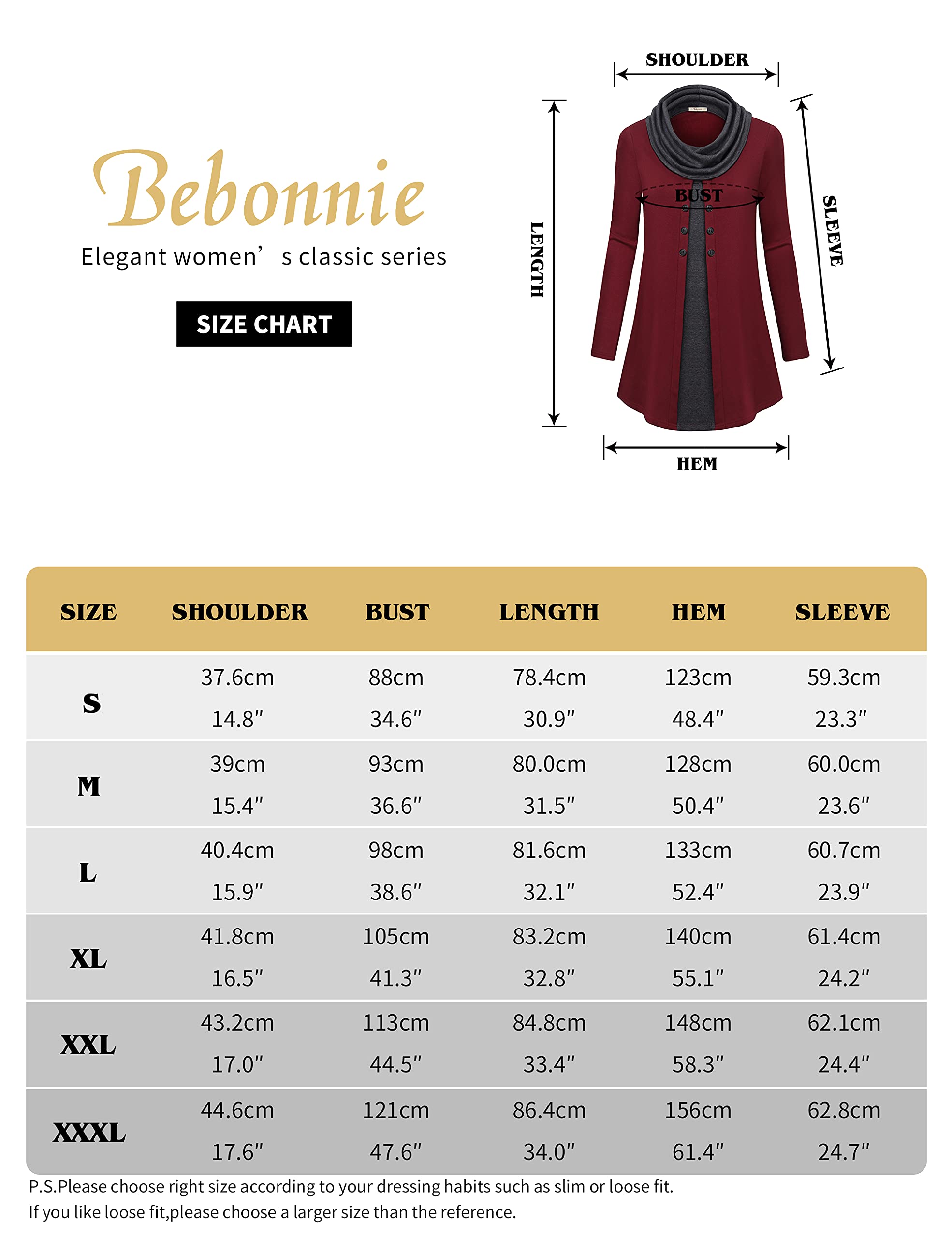 Bebonnie Fall Tops for Women 2025 Trendy,Petite Long Sleeve Cowl Neck Warm Splicing Tunic Tops with Buttons Magenta Grey Small