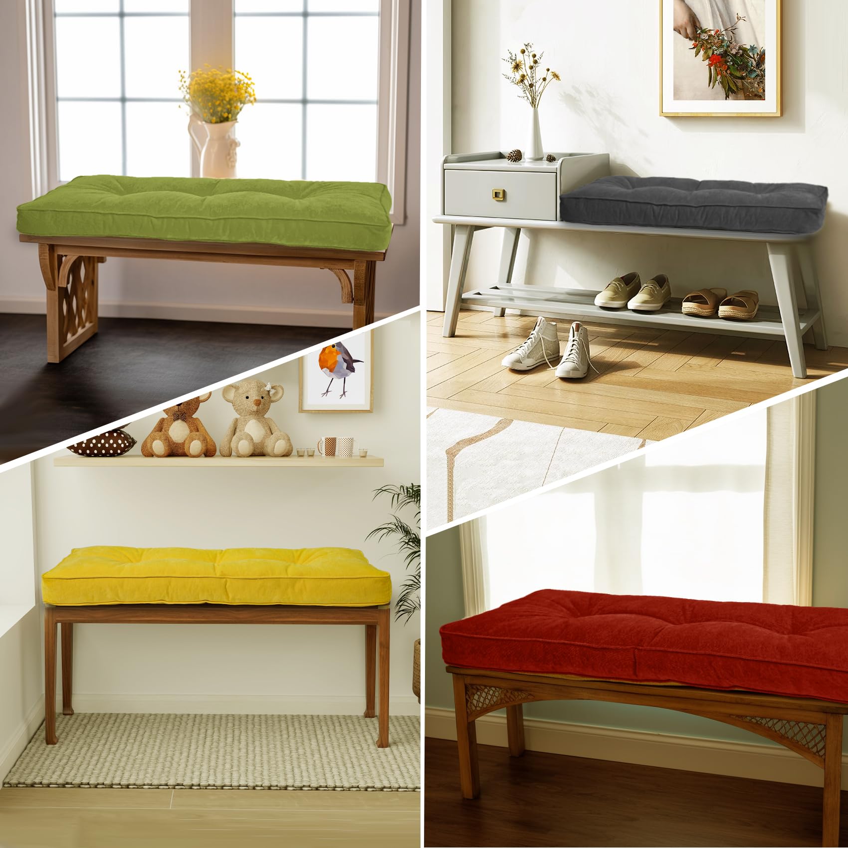 Focuprodu Bench Cushion 42x16. Soft and Breathable Window Seat Cushions Indoor. Non-Slip and Durable Bench Seat Cushion. (42x16, Yellow)