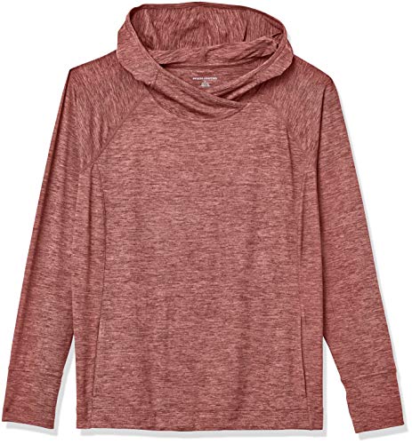 Amazon Essentials Women's Brushed Tech Stretch Popover Hoodie - Discontinued Colors, Plum Space Dye, Medium