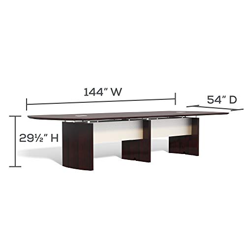 Safco Products Mayline Napoli 12'W x 48"D Curved End Rectangle Conference Table, Mahogany Veneer