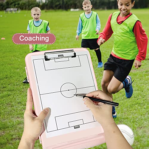 SUNEE Heavy Duty Plastic Clipboard with Storage and Pen Holder, Pink Enclosed Clipboard Box for Nurse, Driver, Contractor, Teacher