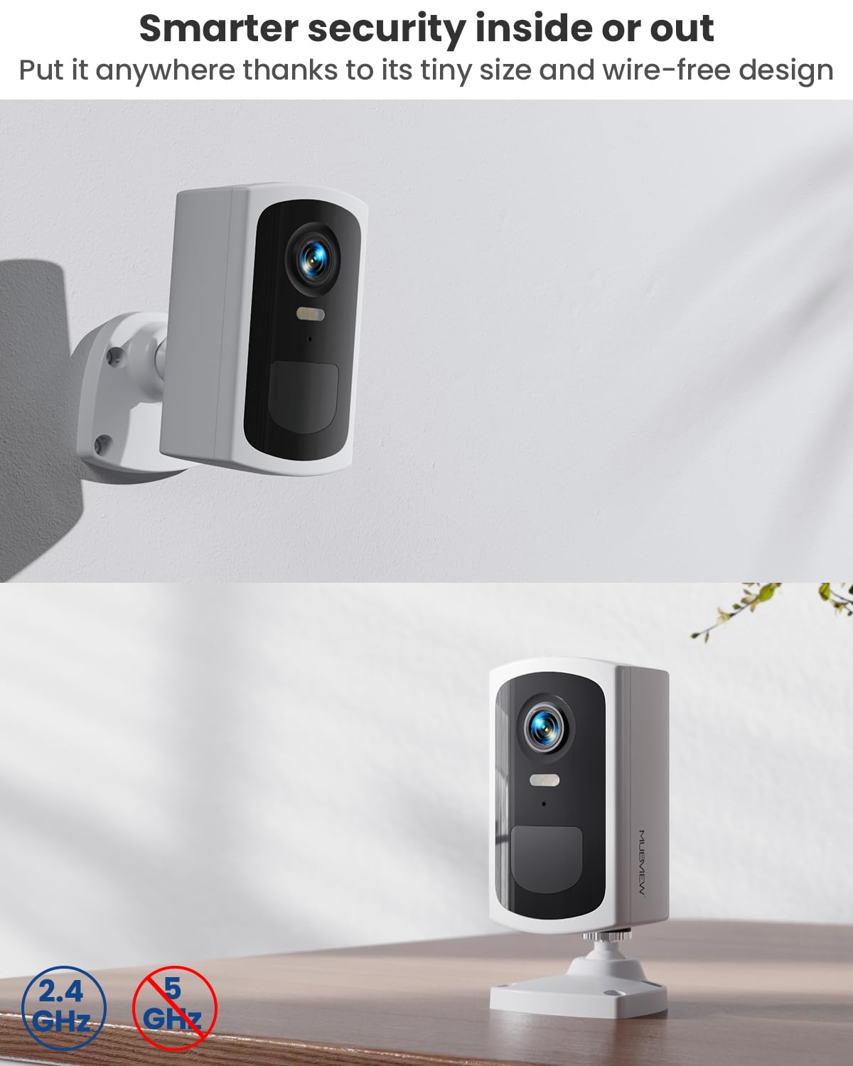 MUBVIEW Security Cameras Outdoor Wireless, 2K Smart Battery Camera 2.4Ghz WiFi, Cameras for Home Security with Spotlight&Siren Alarm, 2-Way Audio, Color Night Vision, Motion Detection, Cloud Storage