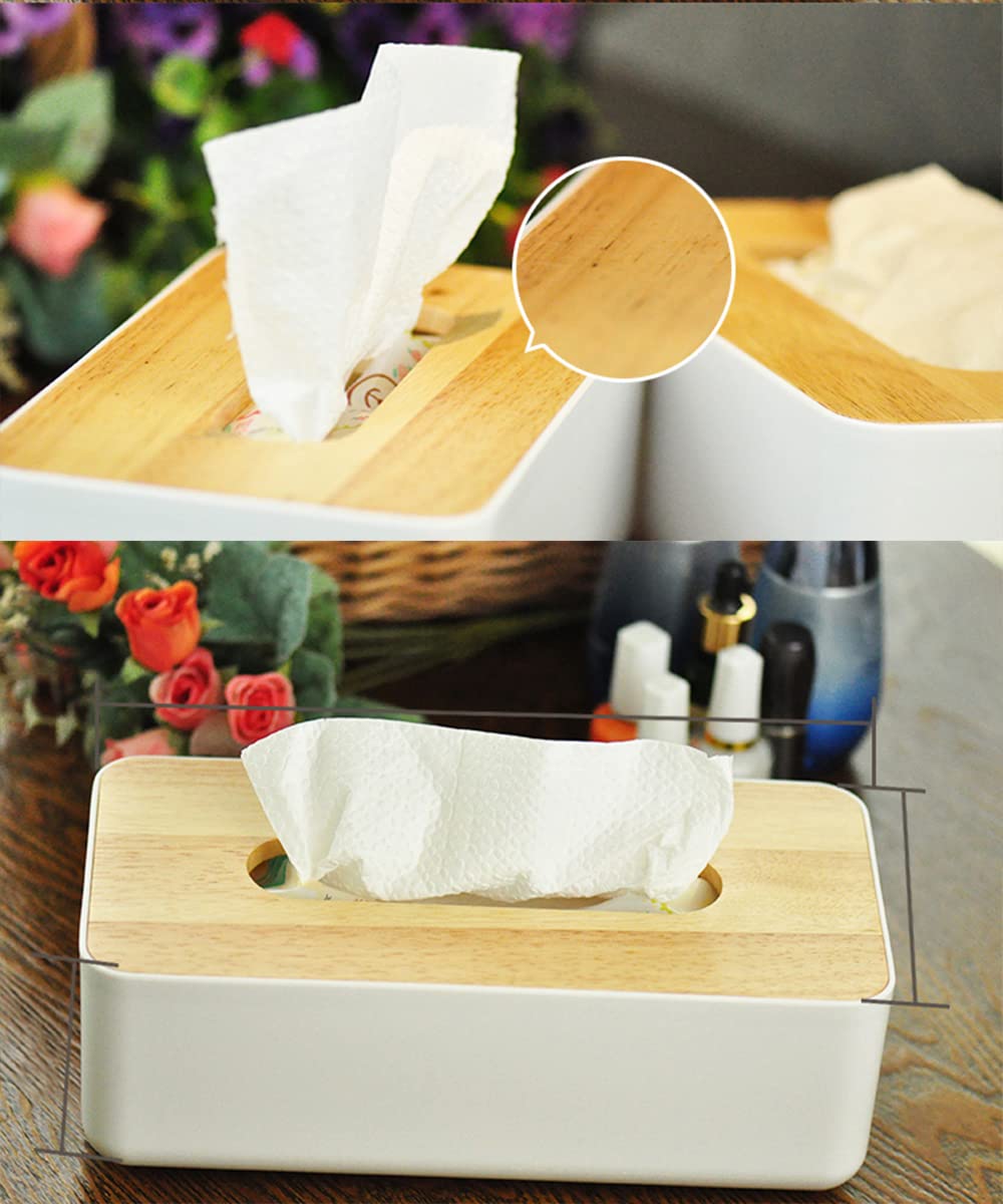 Wood Tissue Box Cover Gloves Box Holder Wooden Rectangular Tissue Box Holder for Storage on Bathroom Vanity, Countertop, Bedroom Dresser (Large(10.2 x 5.1 x 4.5))