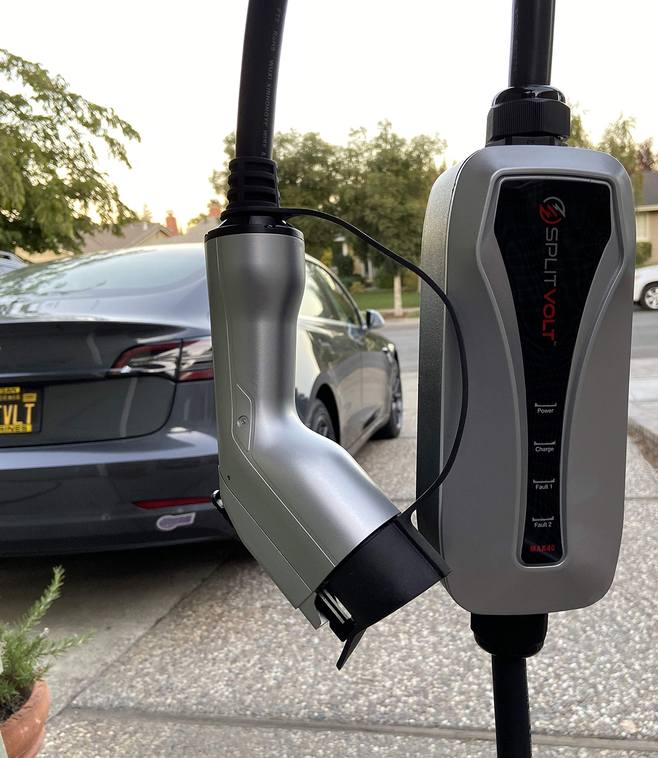 Splitvolt NEMA 14-50 Level 2 Charger with 16 ft Cord, 40amp EV Charger, NEC-Safe Fast 50 Amp Circuit Charging, J1772 Plug, Includes EVSE Cable Travel Bag