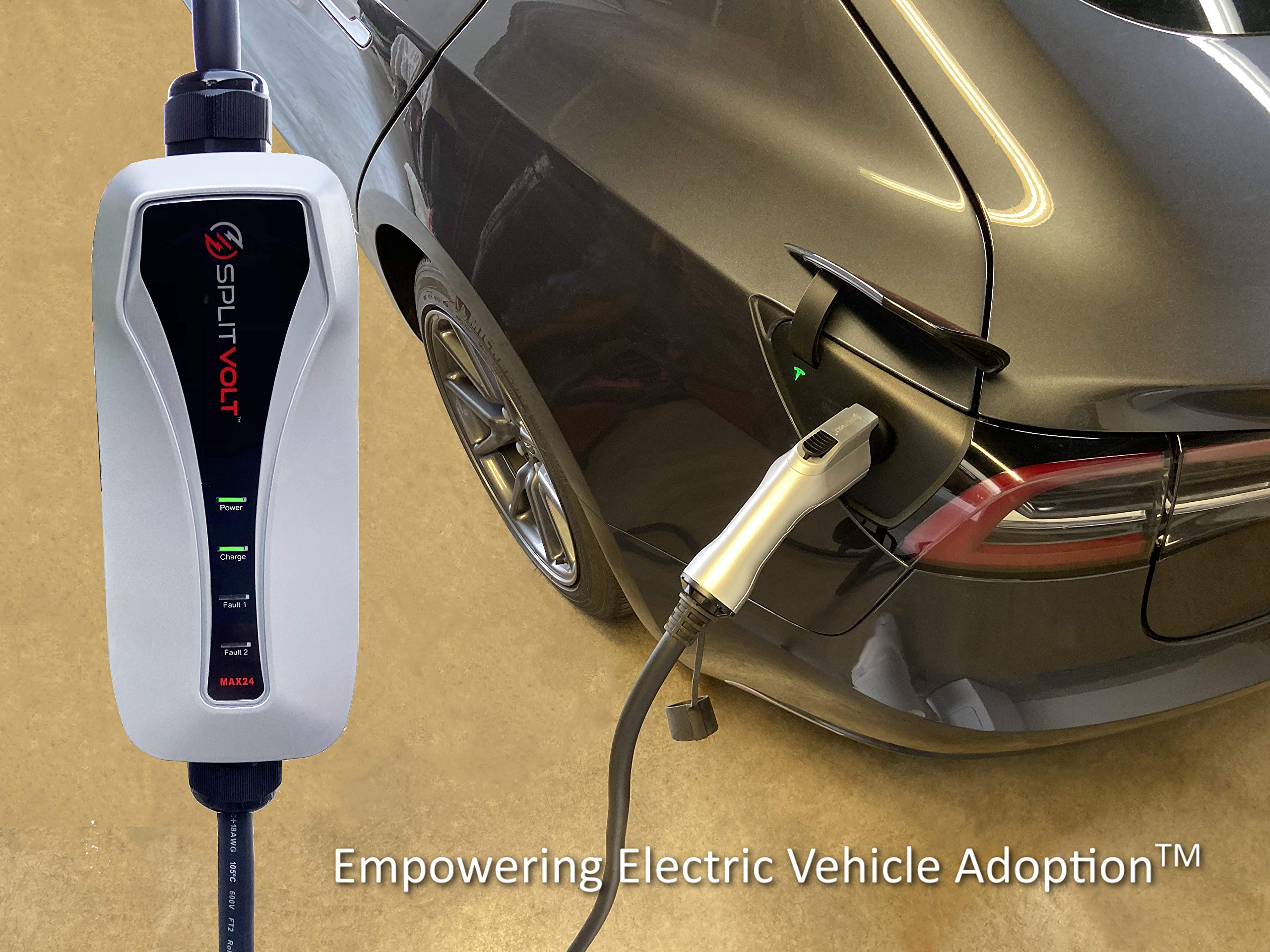 Splitvolt NEMA 14-50 Level 2 Charger with 16 ft Cord, 40amp EV Charger, NEC-Safe Fast 50 Amp Circuit Charging, J1772 Plug, Includes EVSE Cable Travel Bag