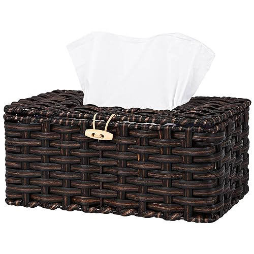 GRANNY SAYS Tissue Box Cover Rectangular, Tissue Box Holder, Waterproof Tissue Holders for Bathroom, Tissue Cover Box with Bottom, Decorative Facial Tissues Cube Box, Brown