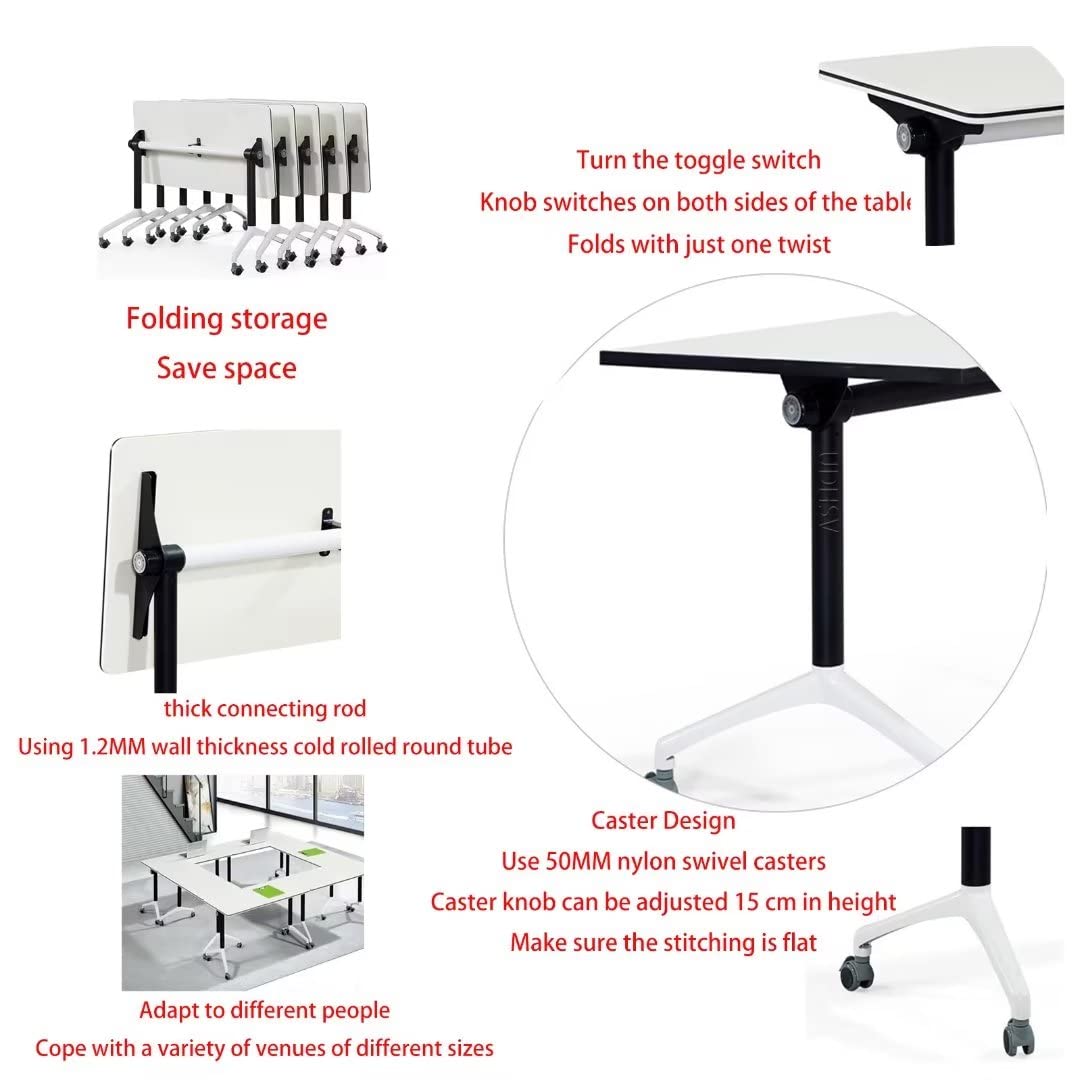 UDHSV Desk Chairs with Wheels,Computer Desk,Gaming Desk,Meeting Office Table Conference Meeting Seminar Table 1 Piece,White (47.2×23.6×29.5in)