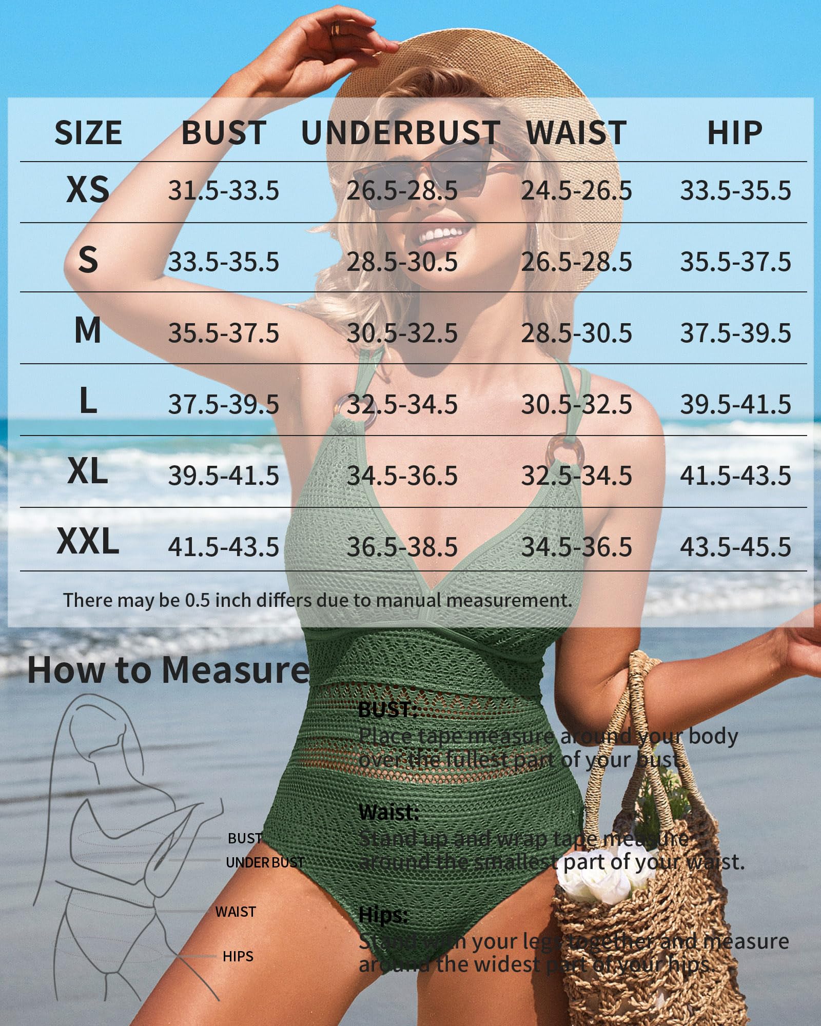 Charmo Women's Crochet One Piece Swimsuits Plunge V Neck Strappy Bathing Suit Hollow Out Monokini Swimwear Black L