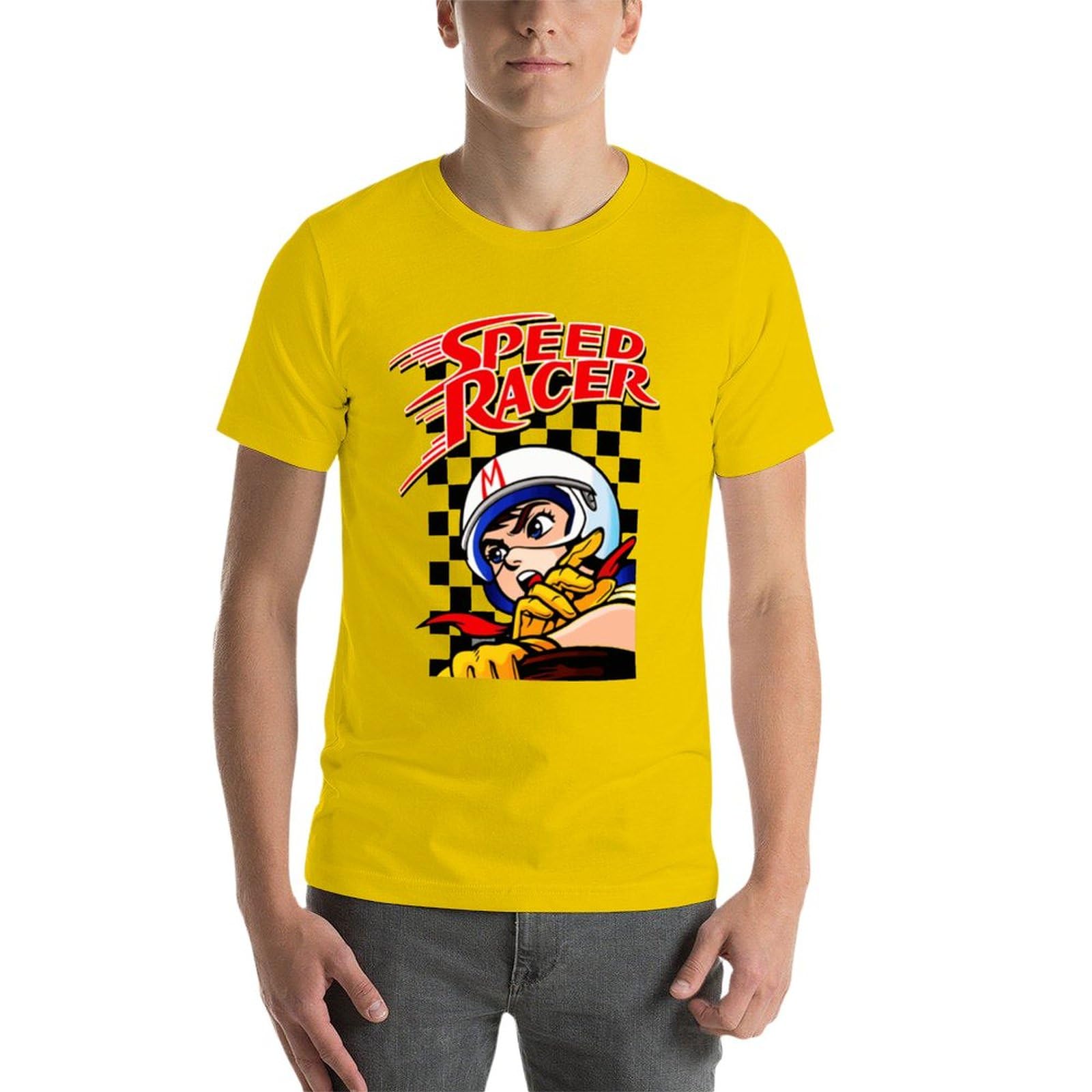 COROBAN Men's Go Speed Racer Classic Sports Tshirts Anime Tee Yellow L