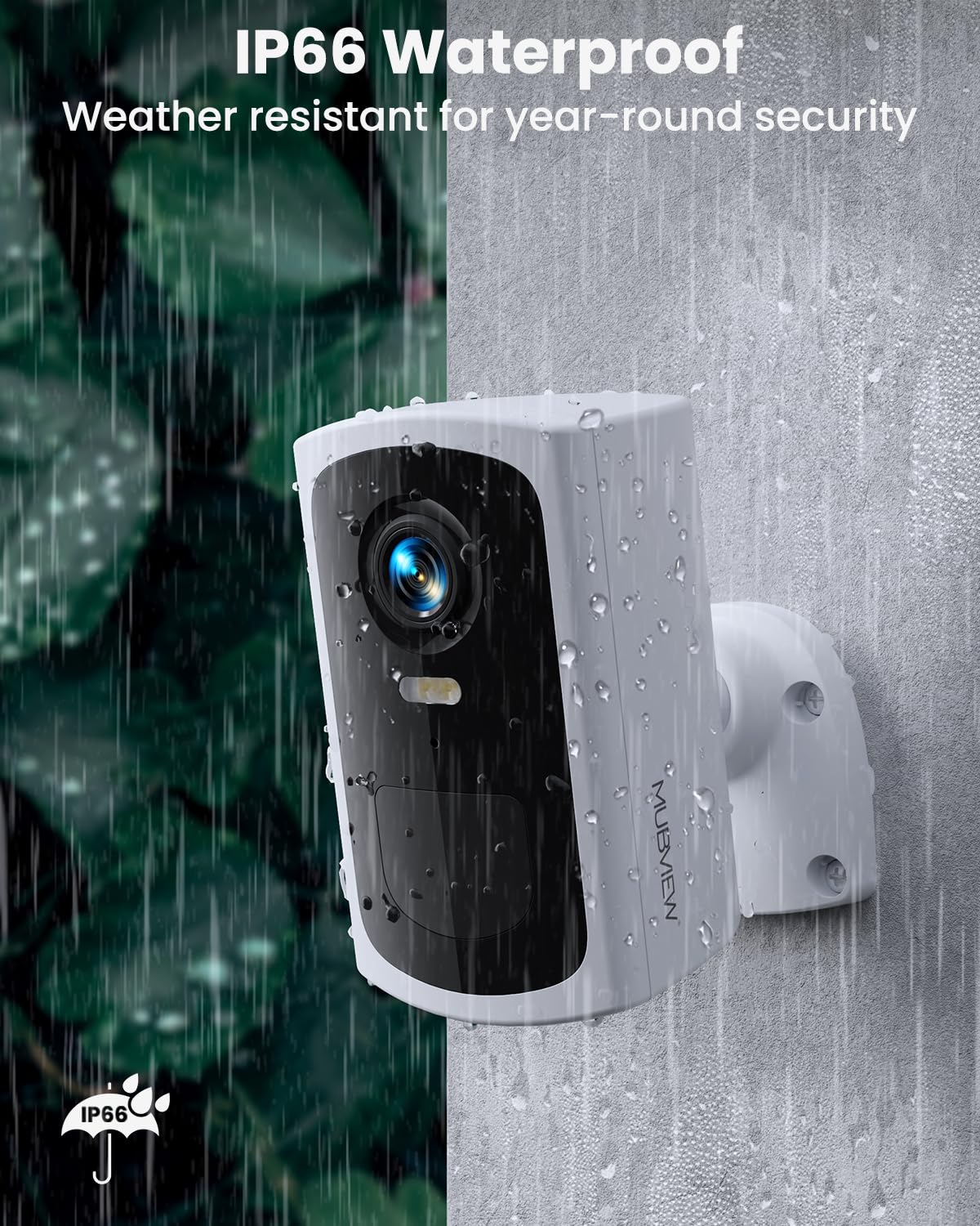MUBVIEW Security Cameras Outdoor Wireless, 2K Smart Battery Camera 2.4Ghz WiFi, Cameras for Home Security with Spotlight&Siren Alarm, 2-Way Audio, Color Night Vision, Motion Detection, Cloud Storage
