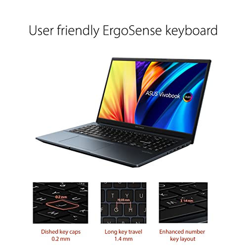 ASUS Vivobook Pro 15 OLED Laptop, 15.6” 2.8K OLED Display, AMD Ryzen 7 6800H Mobile CPU, NVIDIA GeForce RTX 3050 Ti GPU, 16GB RAM, 1TB SSD, Windows 11 Home, Quiet Blue, M6500RE-EB74