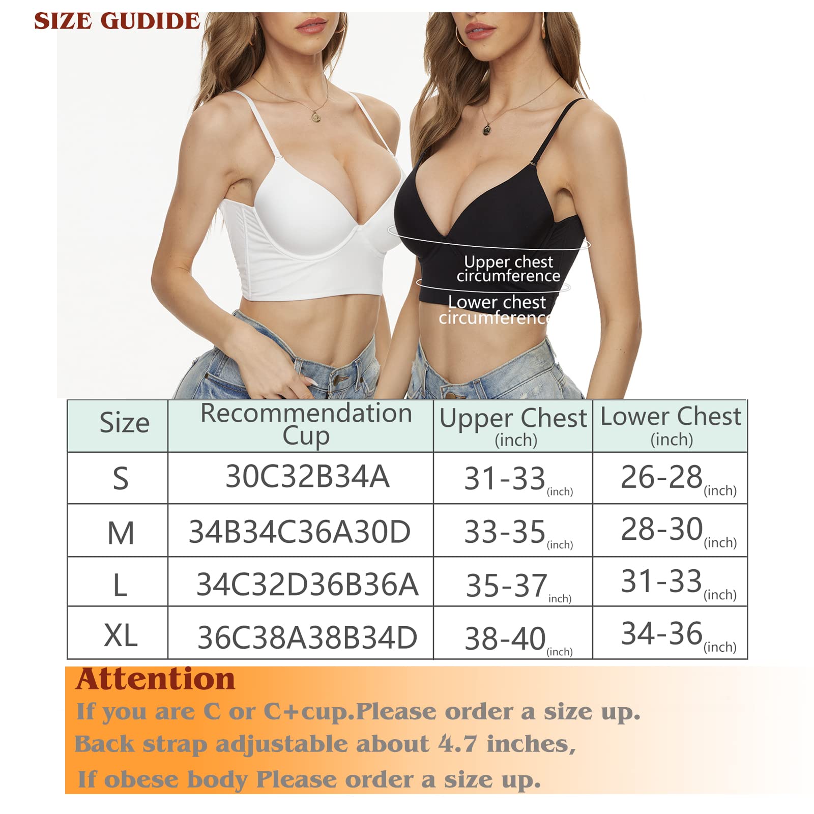 ForBaysy Low Back Bras for Women Push Up Deep V Neck Backless Bra,Low Cut Multiway Convertible Bra Wire Lifting Bralette White