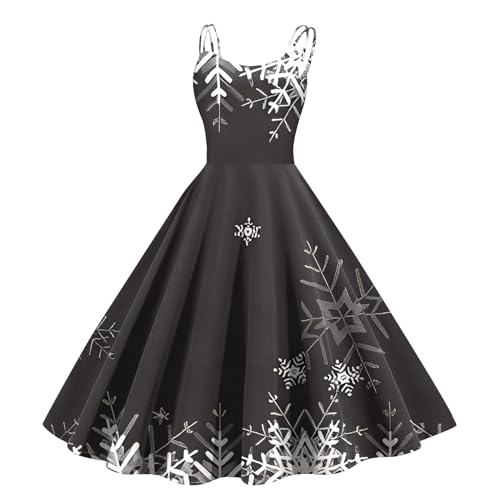 UQRZAU Formal Wedding Guest Dress, Womens Winter Fashion Christmas Printed Sexy Strapless Gothic Cocktail Dress Punk, Vintage Dresses for Women Light Blue Dress Purple Dresses Casual (L, Dark Gray)