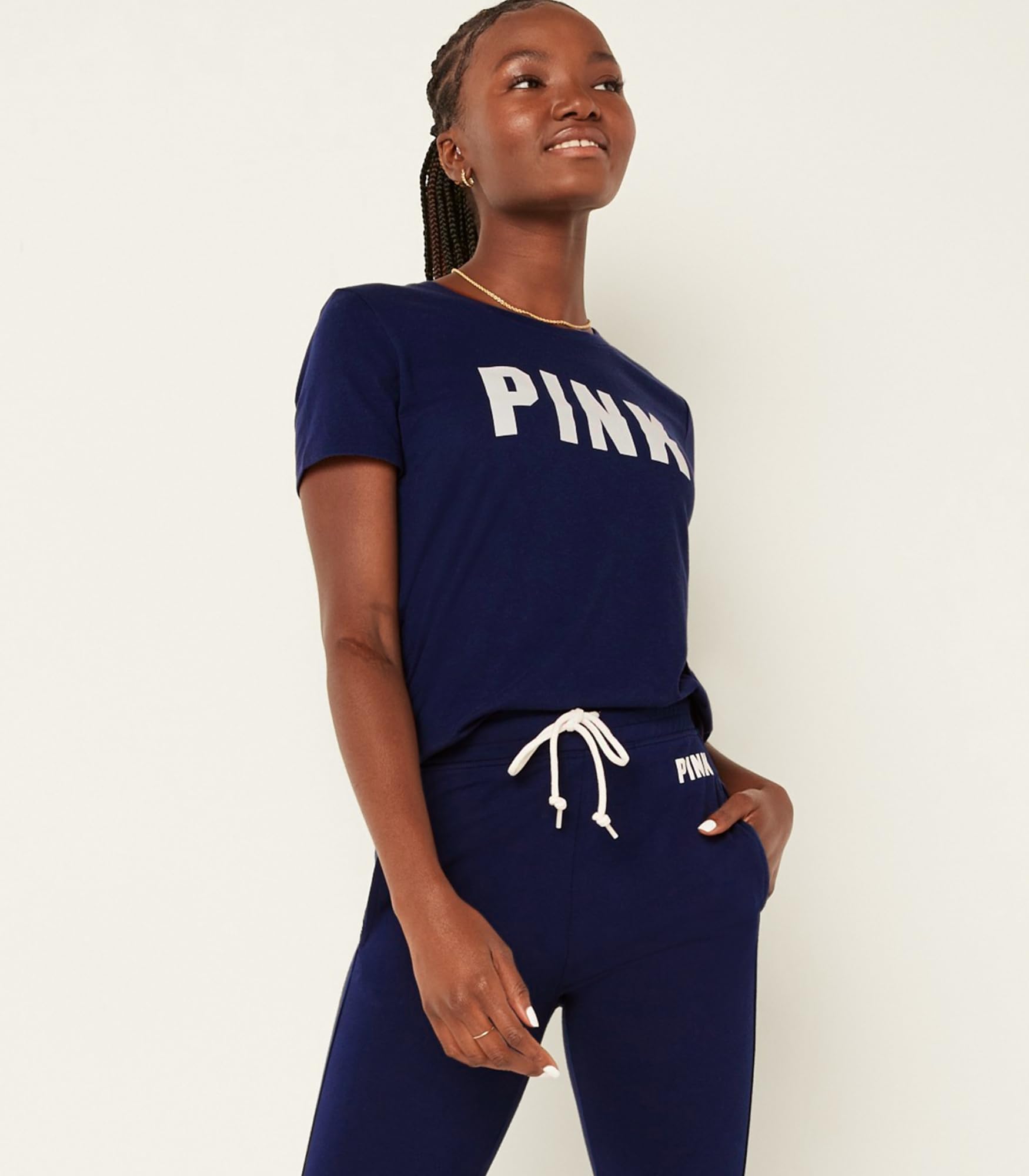 Victoria's Secret Women's Short Sleeve T-Shirt, Women T Shirt, Logo Navy, S