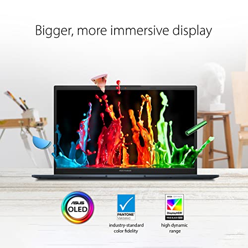 ASUS Vivobook Pro 15 OLED Laptop, 15.6” 2.8K OLED Display, AMD Ryzen 7 6800H Mobile CPU, NVIDIA GeForce RTX 3050 Ti GPU, 16GB RAM, 1TB SSD, Windows 11 Home, Quiet Blue, M6500RE-EB74