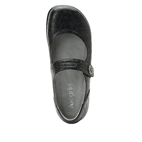 Alegria Kourtney Mary Jane Women's Comfort Shoes Embloom Black Vegan Leather 9 M US