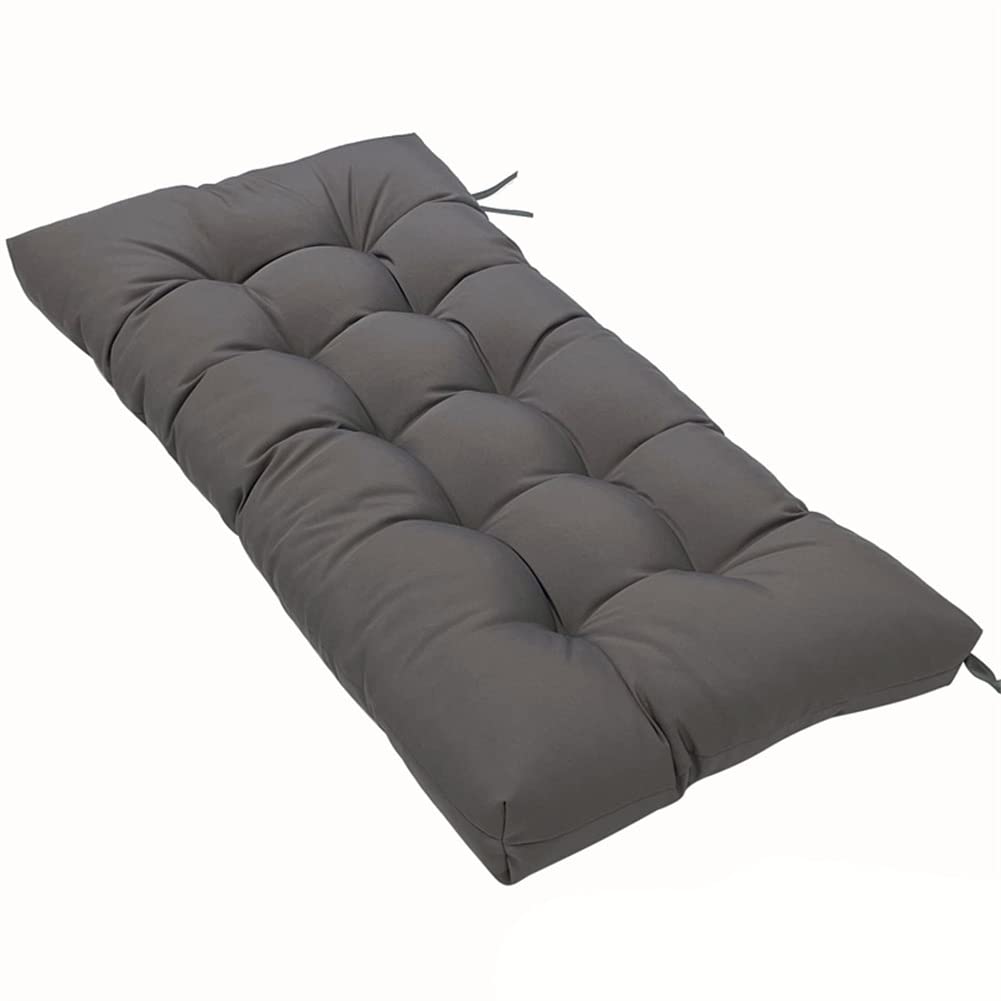 BOOMSHY 51"x20" Indoor/Outdoor Bench Cushion Cotton Garden Furniture Seat Cushion,Patio Wicker Seat Cushions with Ties for Lounger Garden Furniture Patio Lounger Bench (Dark Grey)