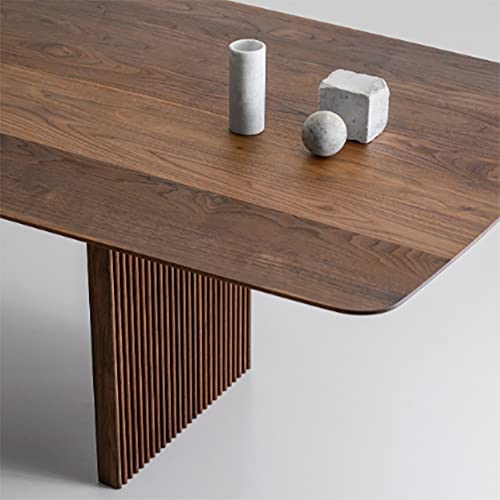 BIGMAII Brown Soild Wood Conference Table Modern Rectangle Dining Table Wooden Kitchen Table with Double Pedestal for Home Office Dining Room - 94.5" L Only Table