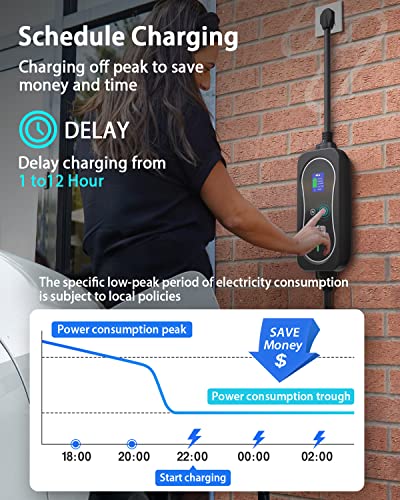 LF Bros Portable Level 2 EV Charger (16-40A, 120-240V, 9.6KW), Electric Vehicle Charger, NEMA14-50 Plug/Waterproof/UL Certified/Adjustable Current/Delay Charging/Compatible with All J1772