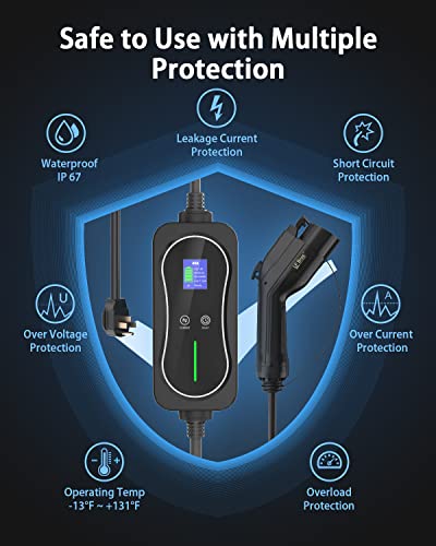 LF Bros Portable Level 2 EV Charger (16-40A, 120-240V, 9.6KW), Electric Vehicle Charger, NEMA14-50 Plug/Waterproof/UL Certified/Adjustable Current/Delay Charging/Compatible with All J1772