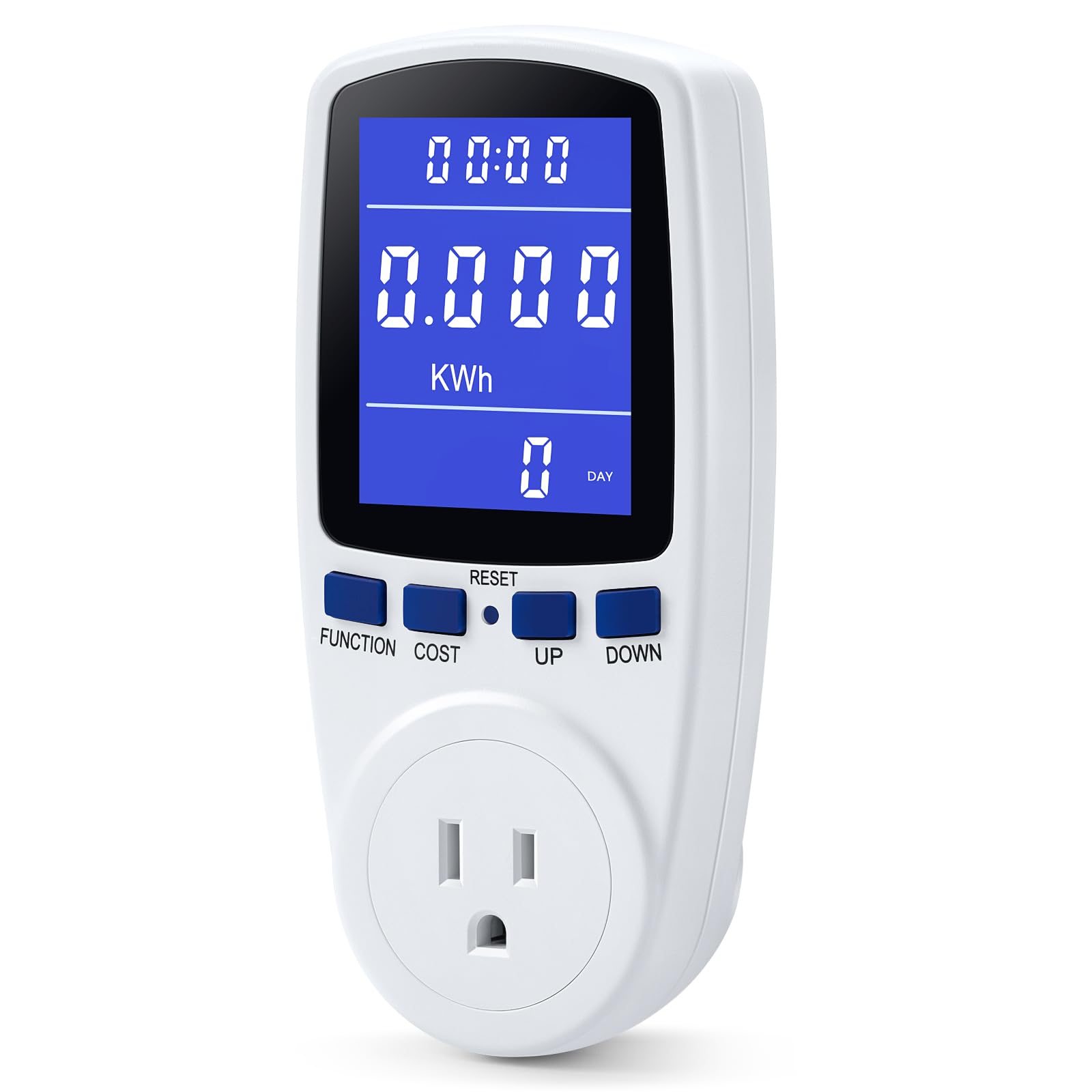 Upgraded Brighter LCD Display Night Vision Power Meter Plug, Power Consumption Monitor Energy Voltage Amps Electricity Usage Monitor, Overload Protection, 7 Display Modes for Energy Saving, Watt Meter