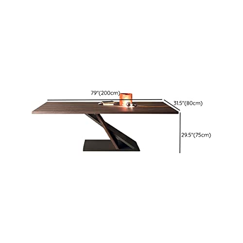 BIGMAII Rectangle Wood Conference Table Brown Dining Table Modern Wooden Kitchen Table with Metal Pedestal for Home Office Dining Room - 78.7" L Only Table