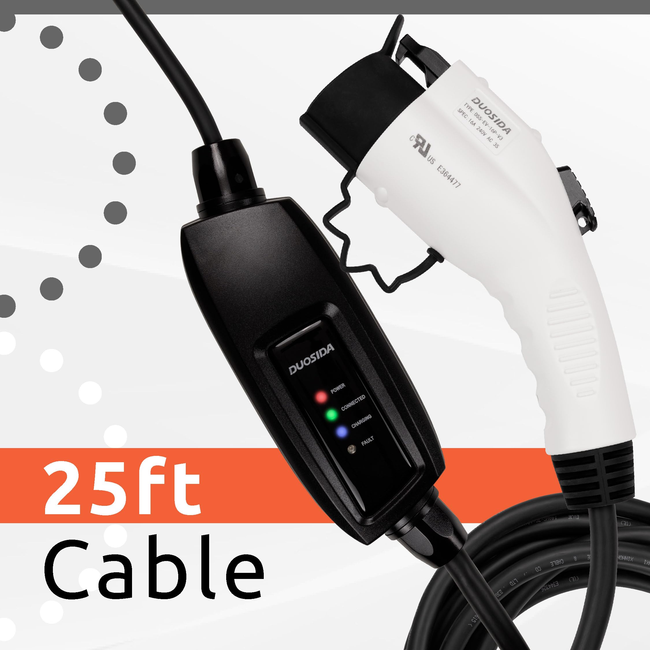 DUOSIDA Level 2 EV Charger – 16A, 25FT Portable J1772 Charging Station | Startway Edition