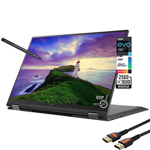 LG 2022 Gram 16" 2in1 Touchscreen Laptop, Intel i7 Evo Platform 12Core, IPS WQXGA Display, Wi-Fi 6E, Backlit KB, Thunderbolt4, Stylus Pen, HDMI Cable (16GB LPDDR5 5200MHz RAM | 1TB PCIe SSD)