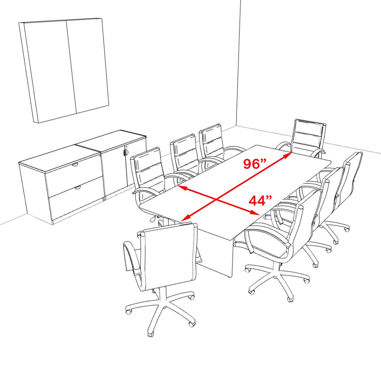 Modern Rectangular 8' Conference Table, OT-SUL-C23