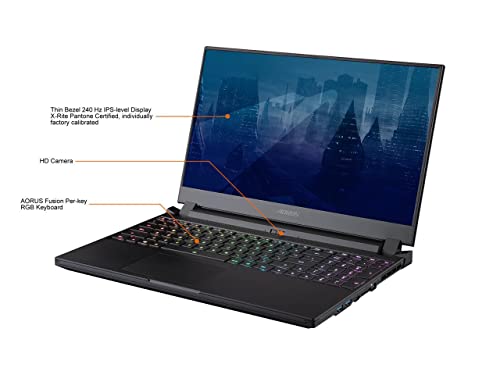 GIGABYTE AORUS 15P XD 15.6" FHD 240Hz (Intel 8-Core i7-11800H, 32GB RAM, 2TB PCIe SSD, RTX 3070), Thin Bezel IPS Gaming Laptop, Thunderbolt 4, RGB Backlit, Webcam, HDMI Cable, Windows 11-2022