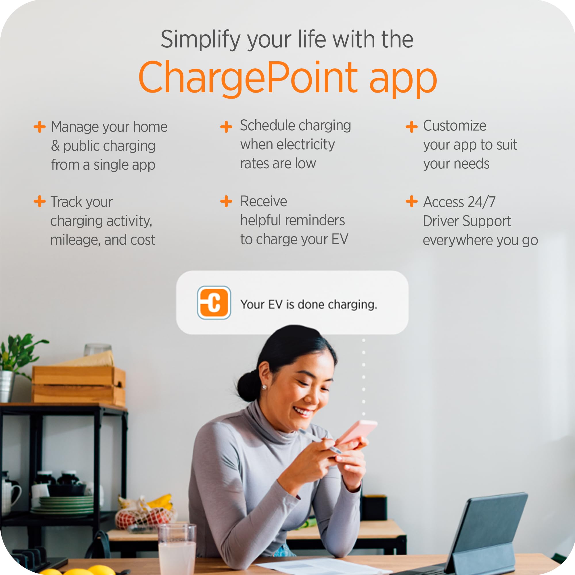 ChargePoint HomeFlex Level 2 EV Charger J1772, Hardwired Electric Car Charger