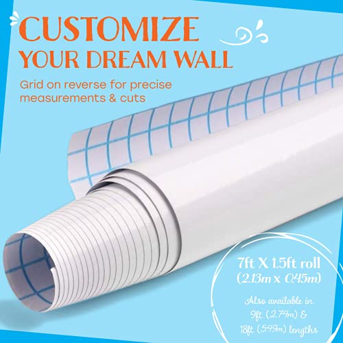 MMFB White Board Sticker Dry Erase, Chalkboard Wallpaper Stick and Peel Adhesive Roll with 4 Ery Erase Chalk Markers for Wall, Tables, Schools, Home (17.8" X 84", 1 Pack)