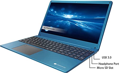 Gateway 15.6" Ultra Slim Notebook, FHD, Intel Core i3-1115G4, Dual Core, 8GB Memory, 256GB SSD, Tuned by THX, 1.0MP Webcam, HDMI, Fingerprint Scanner, Cortana, Windows 10 Home, Blue