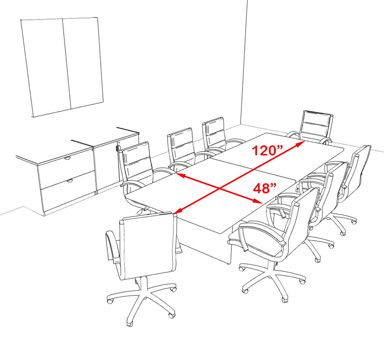 Modern Rectangular 10' Conference Table, OT-SUL-C30
