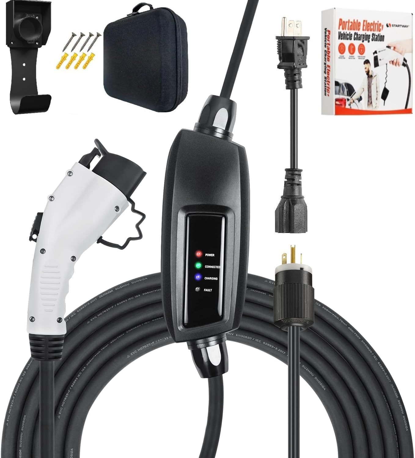 DUOSIDA Level 2 EV Charger – 16A, 25FT Portable J1772 Charging Station | Startway Edition