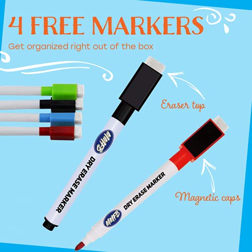 MMFB White Board Sticker Dry Erase, Chalkboard Wallpaper Stick and Peel Adhesive Roll with 4 Ery Erase Chalk Markers for Wall, Tables, Schools, Home (17.8" X 84", 1 Pack)