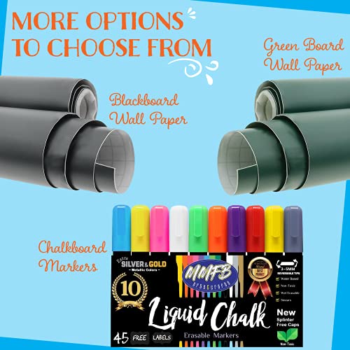 MMFB White Board Sticker Dry Erase, Chalkboard Wallpaper Stick and Peel Adhesive Roll with 4 Ery Erase Chalk Markers for Wall, Tables, Schools, Home (17.8" X 84", 1 Pack)