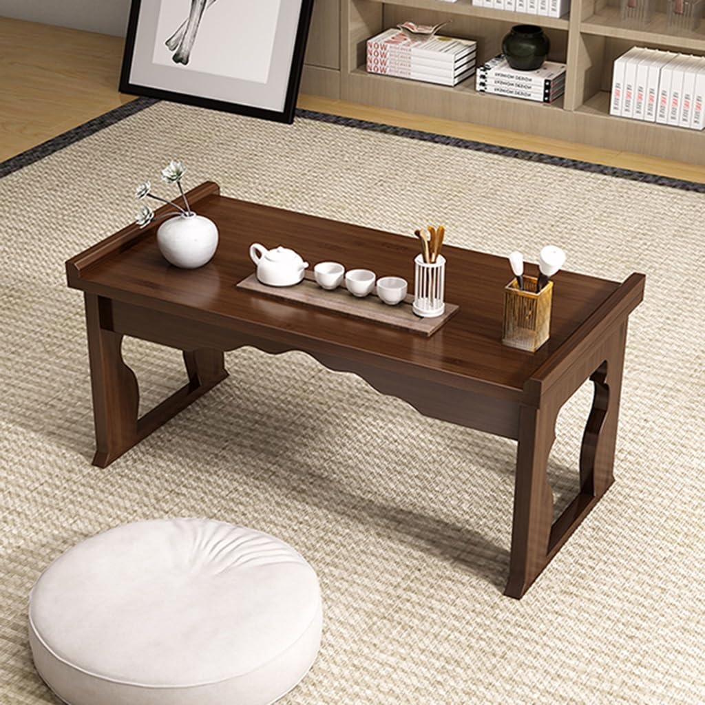 Retro Foldable Coffee Table, Japanese Tatami Table, Bay Window Zen Tea Table, Multifunctional Low Table (Color : A, Size : 60 * 30 * 27.5cm)