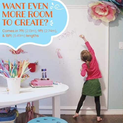 MMFB White Board Sticker Dry Erase, Chalkboard Wallpaper Stick and Peel Adhesive Roll with 4 Ery Erase Chalk Markers for Wall, Tables, Schools, Home (17.8" X 84", 1 Pack)