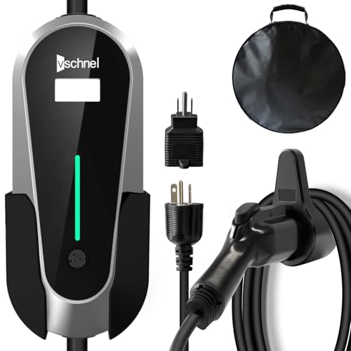 Vschnel Level 2 EV Charger, 16A 110-240V 17ft Portable Electric Vehicle Charger, NEMA 6-20 with NEMA5-15 Adapter Plug for J1772 Electric Cars