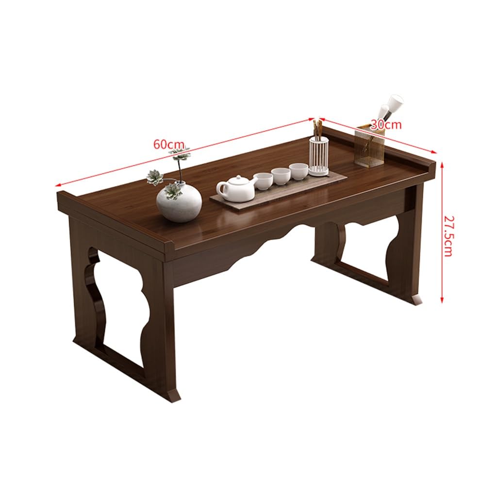 Retro Foldable Coffee Table, Japanese Tatami Table, Bay Window Zen Tea Table, Multifunctional Low Table (Color : A, Size : 60 * 30 * 27.5cm)