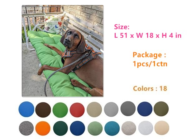 QILLOWAY Indoor/Outdoor Bench Cushion,51-Inches (Dark Green)